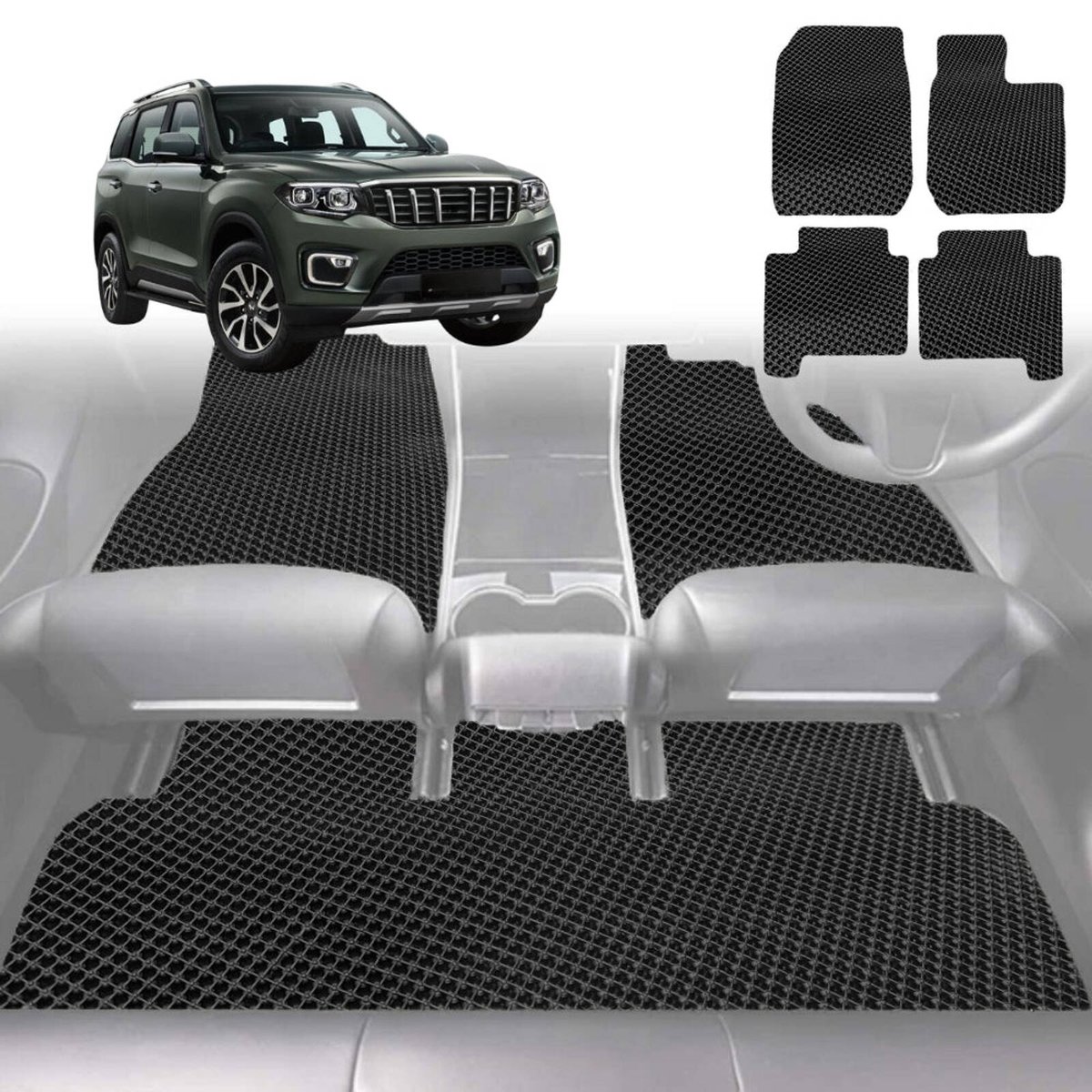 6D Diamond Car Floor Mats for Mahindra Scorpio (Z101)2022-Current-Full ...