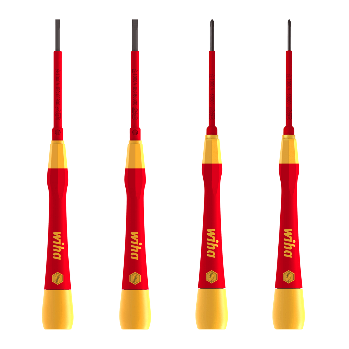 Wiha 4 Piece Precision Screwdriver Set Phillips Slotted VDE Insulated ...