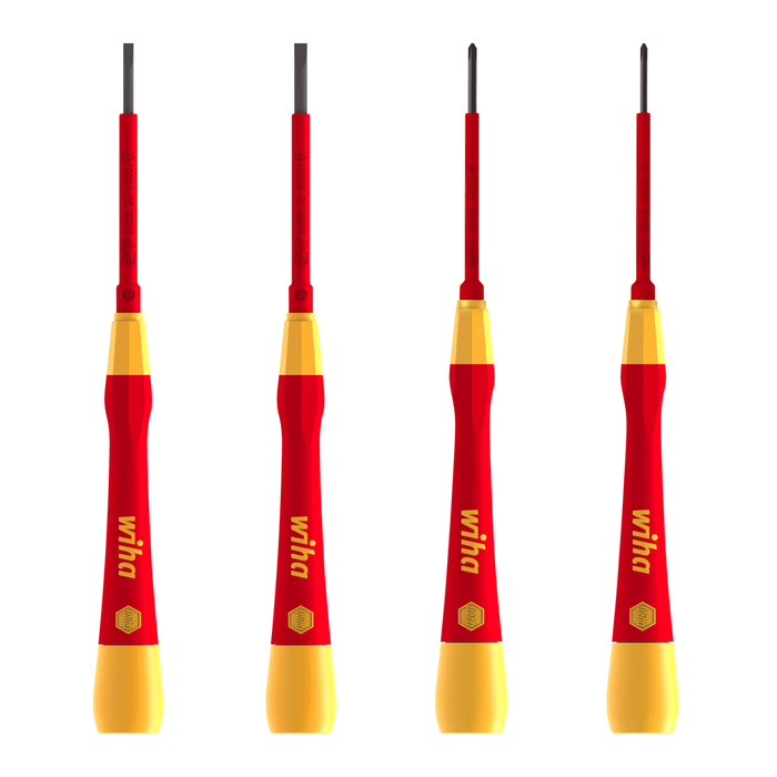 Wiha 4 Piece Precision Screwdriver Set Phillips Slotted VDE Insulated ...