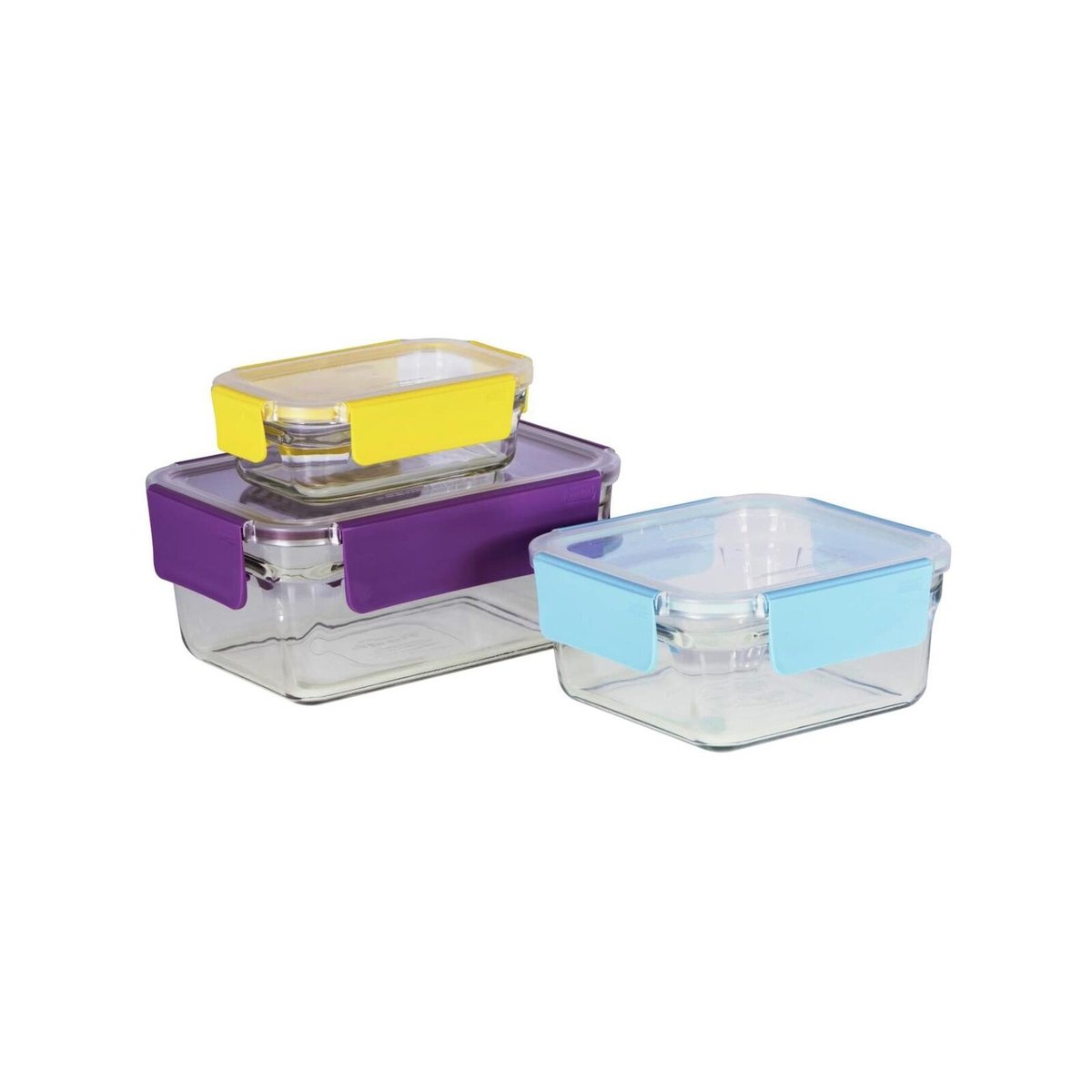 Glasslock 3 Piece Tempered Glass Food Container Premium Oven Safe Set ...