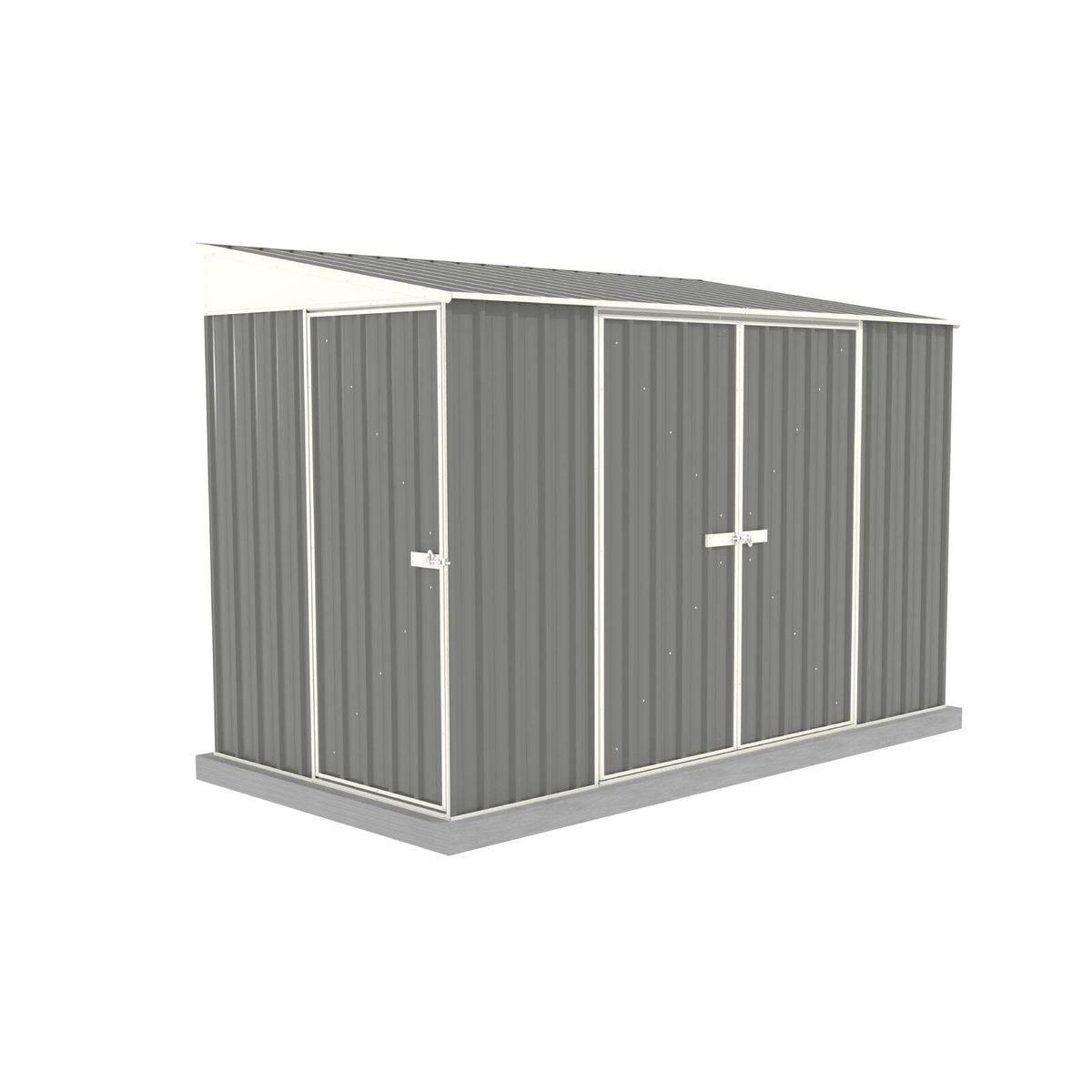 Absco Sheds 1.52 x 3.0 x 2.06m Woodland Grey Narrow Triple Door Garden ...
