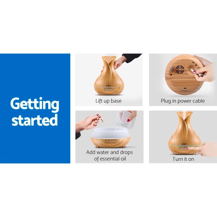 Devanti 400ml Aroma Diffuser Aromatherapy Wood Grain - Bunnings Australia