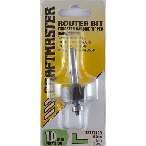 CRAFTMASTER 10mm Rebate Bit 6.4mm Shaft Trade Quality Router Bit ...
