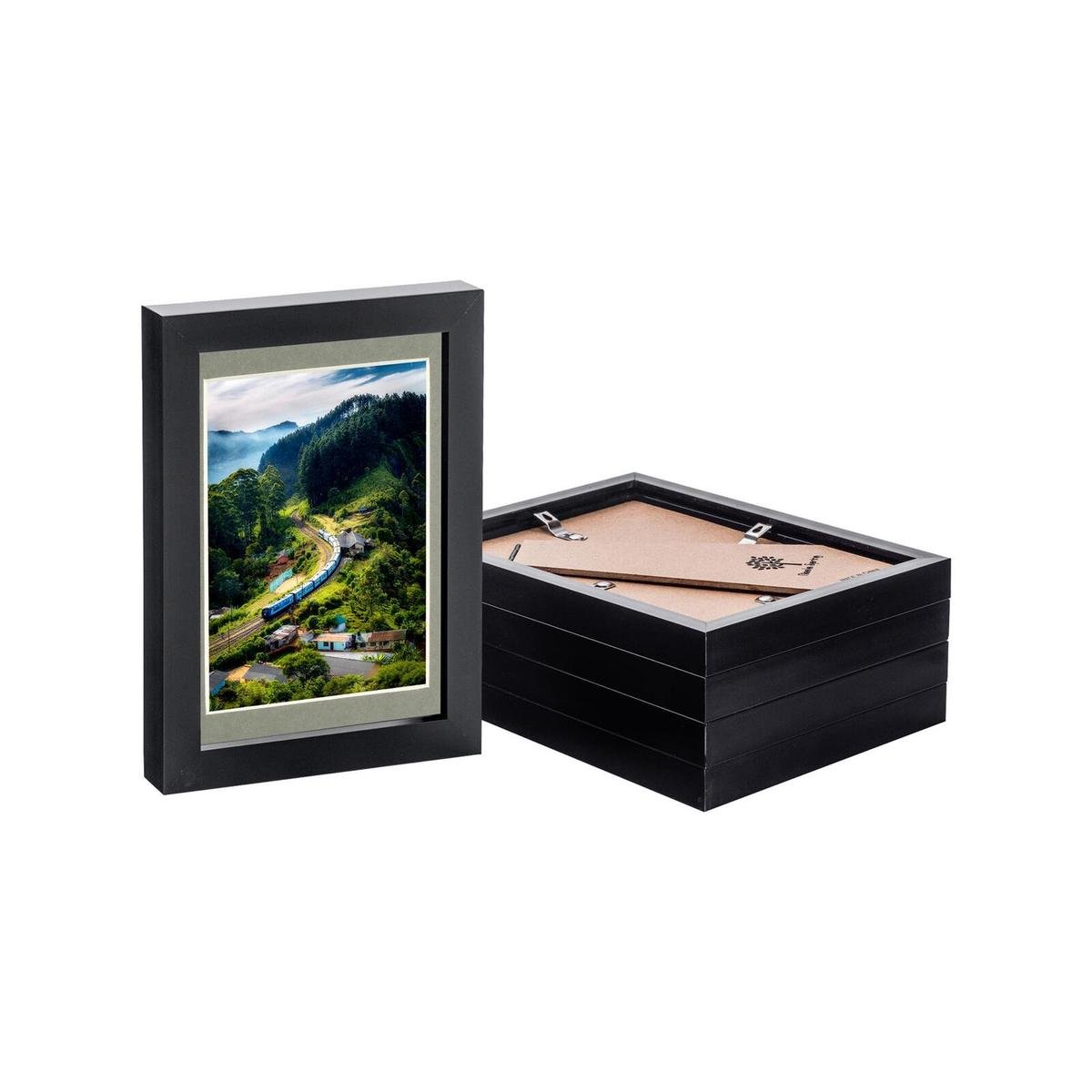 Nicola Spring Photo Frames with 4" x 6" Mount - 5" x 7" - Black - Pack ...