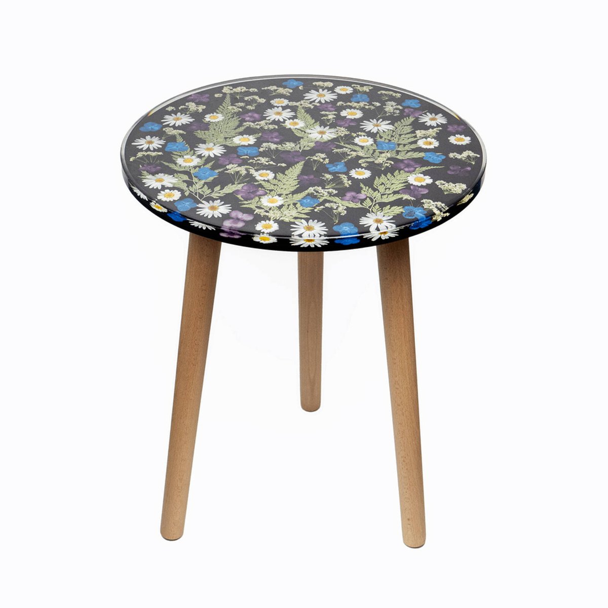 Leni Handcrafted Resin Side Table Tranquil Garden Black 40x40x51.5cm ...