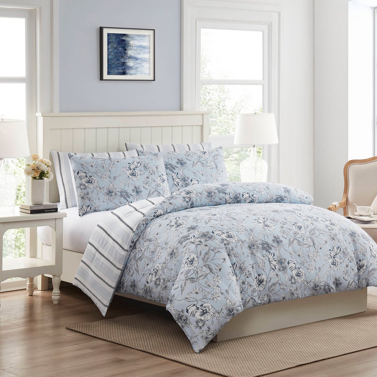 Laura Ashley Sumer Hill Sky Blue Quilt Cover Double Bed - Bunnings ...