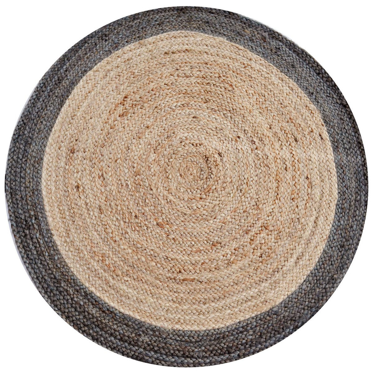 Tribal Round Jute Rug-Ripple 1107-Natural/Turquoise-100x100cm ...