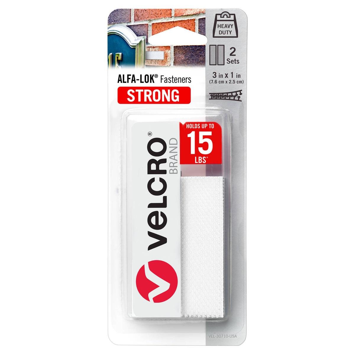 VELCRO Brand 76 x 25mm White ALFA-LOK® Fasteners Strips - 2 Pack ...