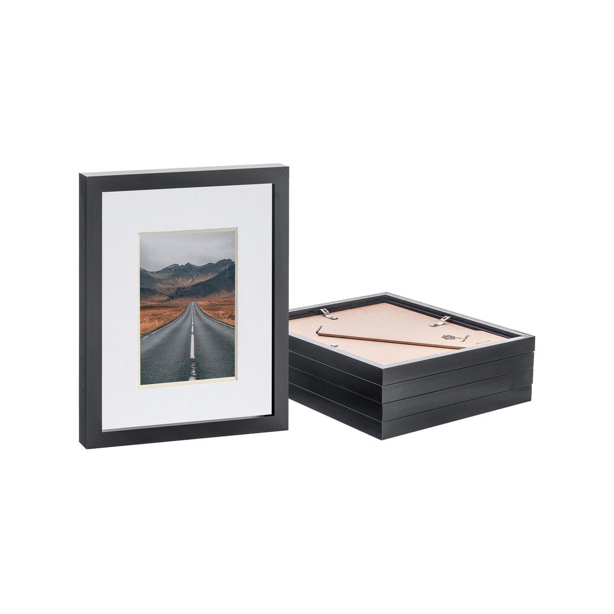 Nicola Spring Photo Frames with 4" x 6" Mount - 8" x 10" - Black - Pack ...