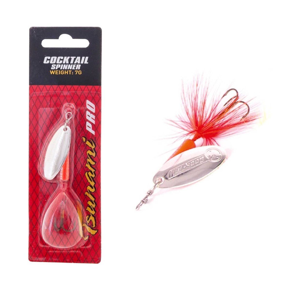 7gm Fluoro Orange/Silver Tsunami Cocktail Spinner Lure - Bunnings Australia