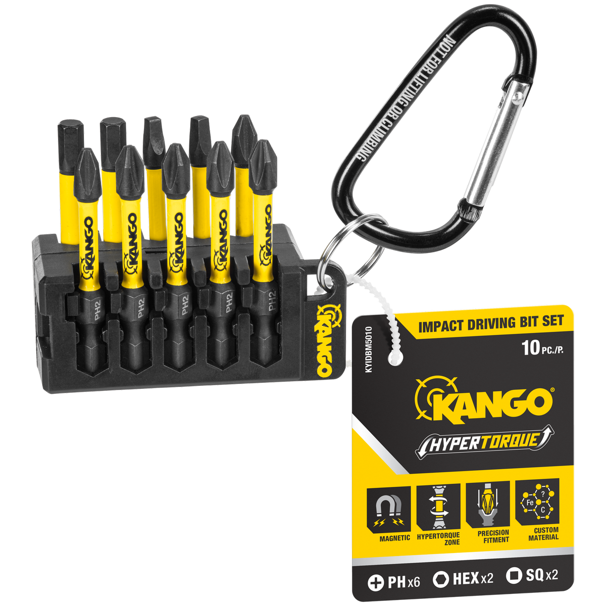 Kango 10-Piece HyperTorque Impact Driver Bit Set with Bit Holder ...