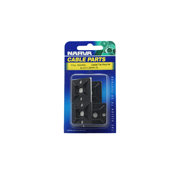 Narva 28 x 28mm Black UV Weather Resistant Cable Tie Mount - 5 Pack ...