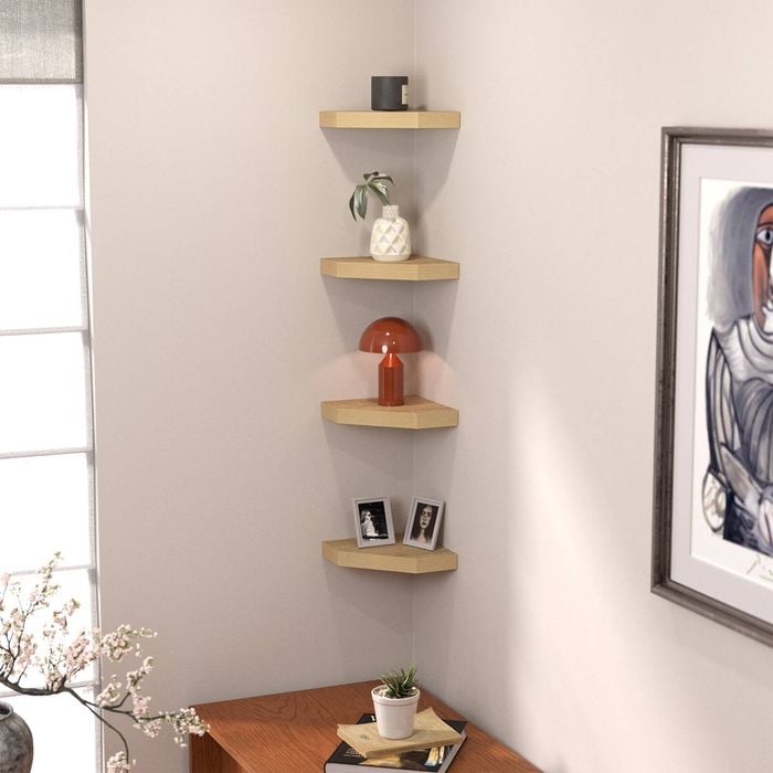 Flexi Storage Decorative Shelving Oak Hexagonal Corner Floating Shelf ...