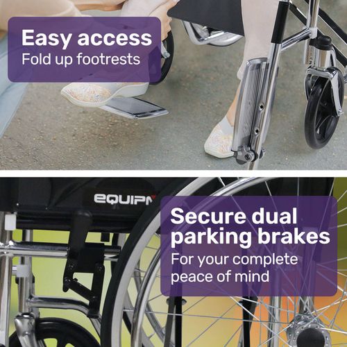 EQUIPMED Folding Manual Wheelchair Self Propelled, 24" Rear Wheels ...