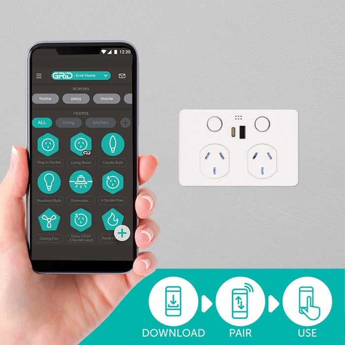 DETA GRID Smart Double Power Point With USB A+C PD20W Fast Charging ...