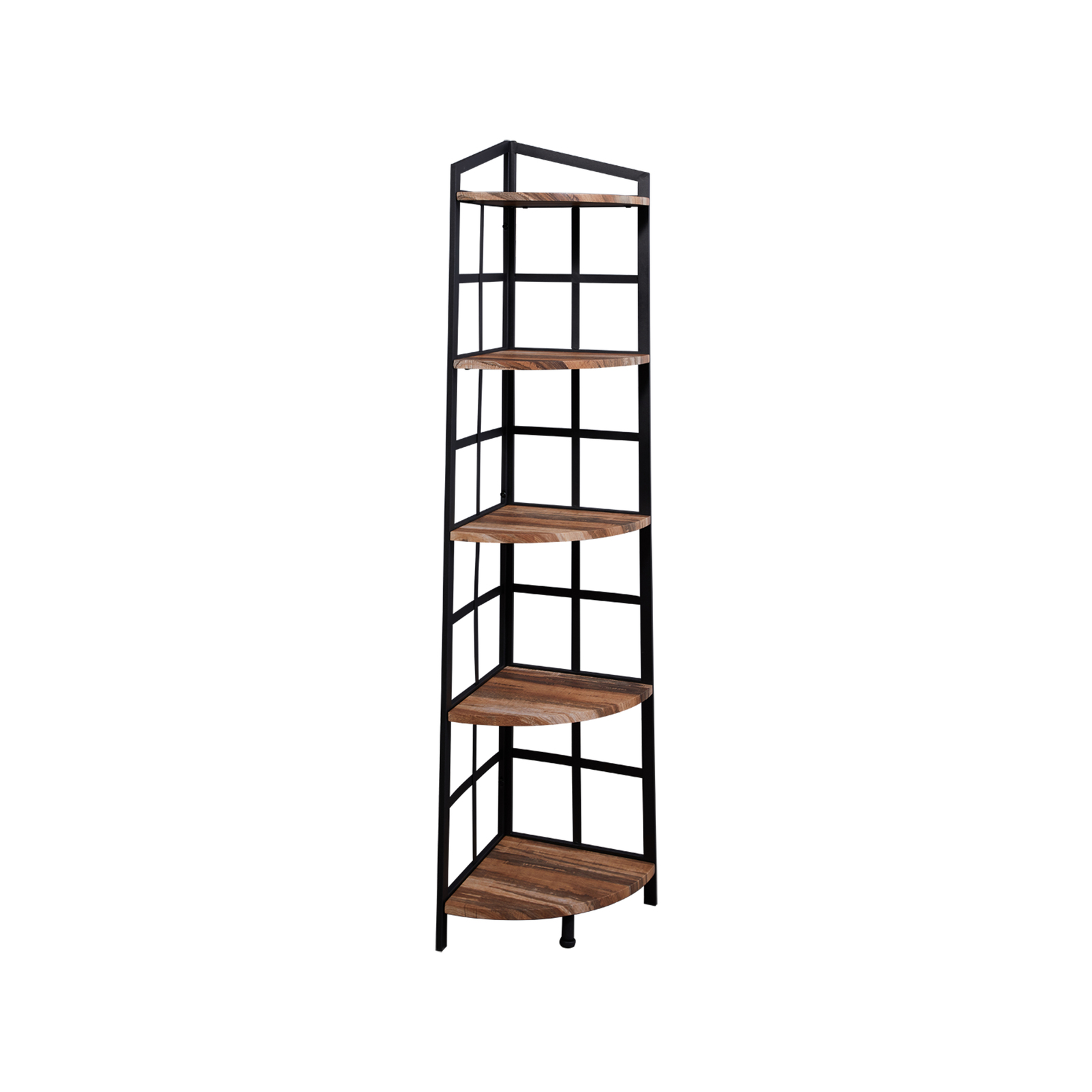 IHOMDEC 5 Tier Industrial Corner Bookshelf with Metal Frame Brown