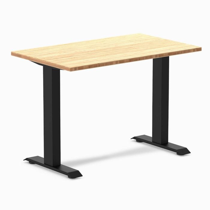 Desky Fixed Height Mini Bamboo Desk 1000x600mm Matte Black Frame Bunnings Australia
