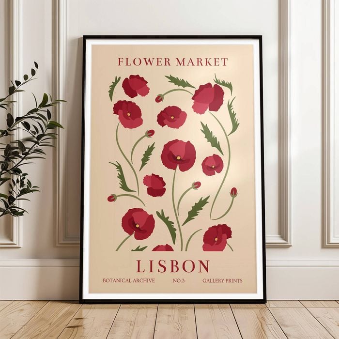 Galrie Stunning Vintage Art Print of Lisbon Flower Market - Botanical ...
