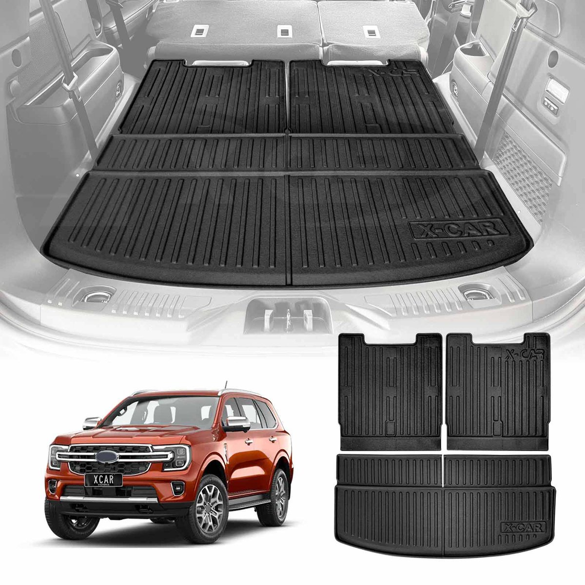 3-Pcs Boot Liner for Ford Everest 2022-Onwards All Weather Heavy Duty ...