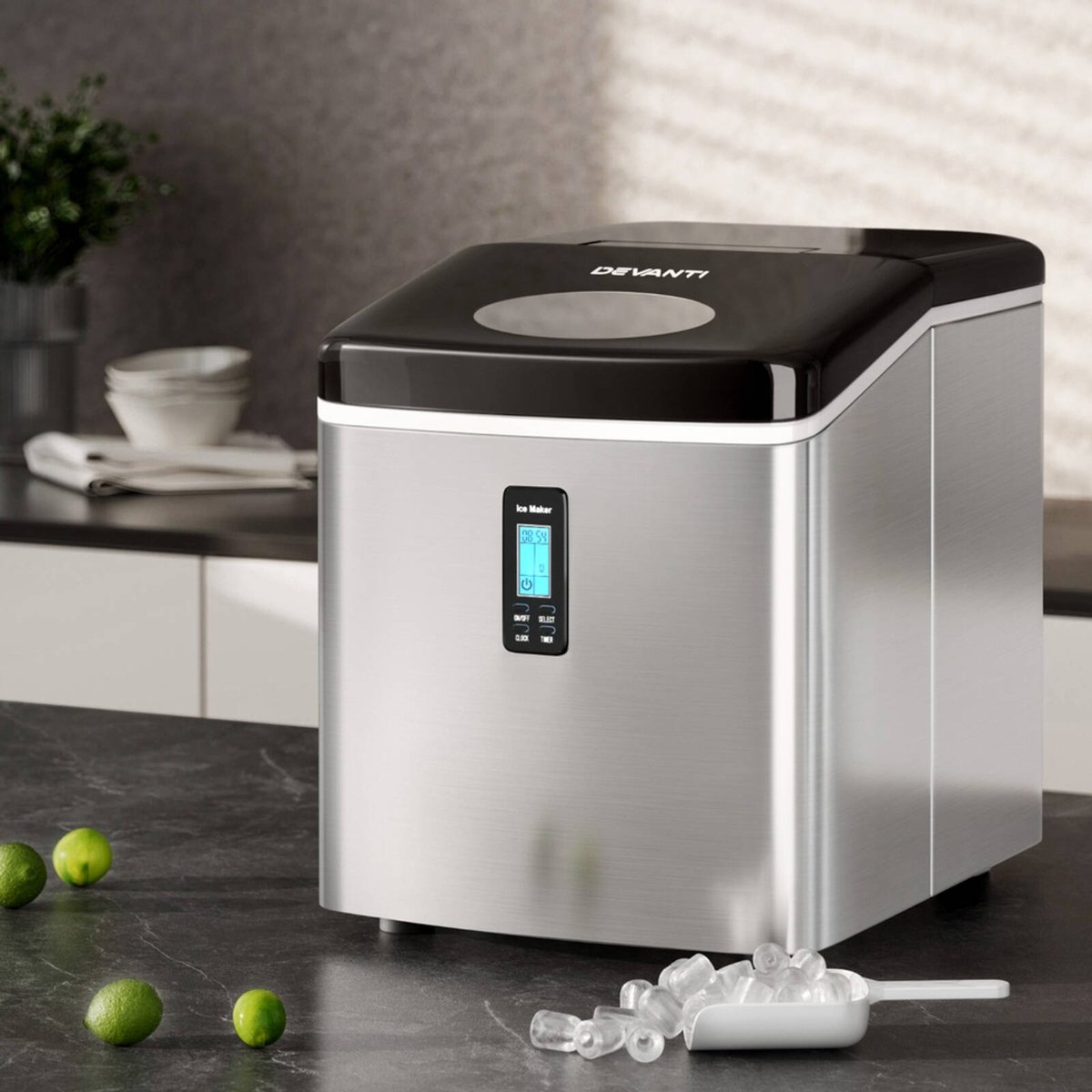 Devanti 12kg Ice Maker Machine - Silver - Bunnings Australia