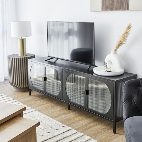 Cooper & Co. Eve 160cm Modern Metal TV Unit Black - Bunnings Australia