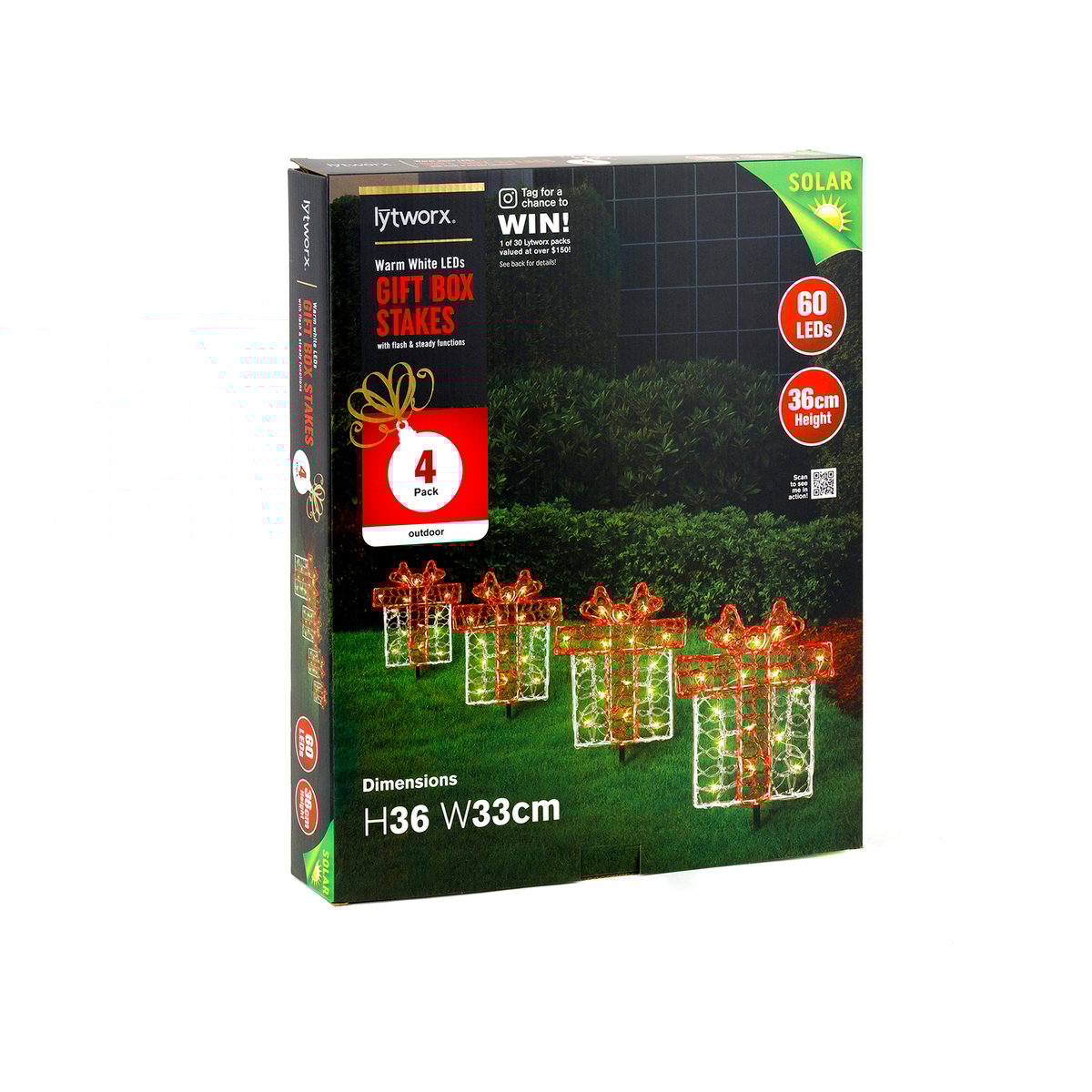 Lytworx Warm White Solar Gift Box Stake Lights - 4 Pack - Bunnings ...