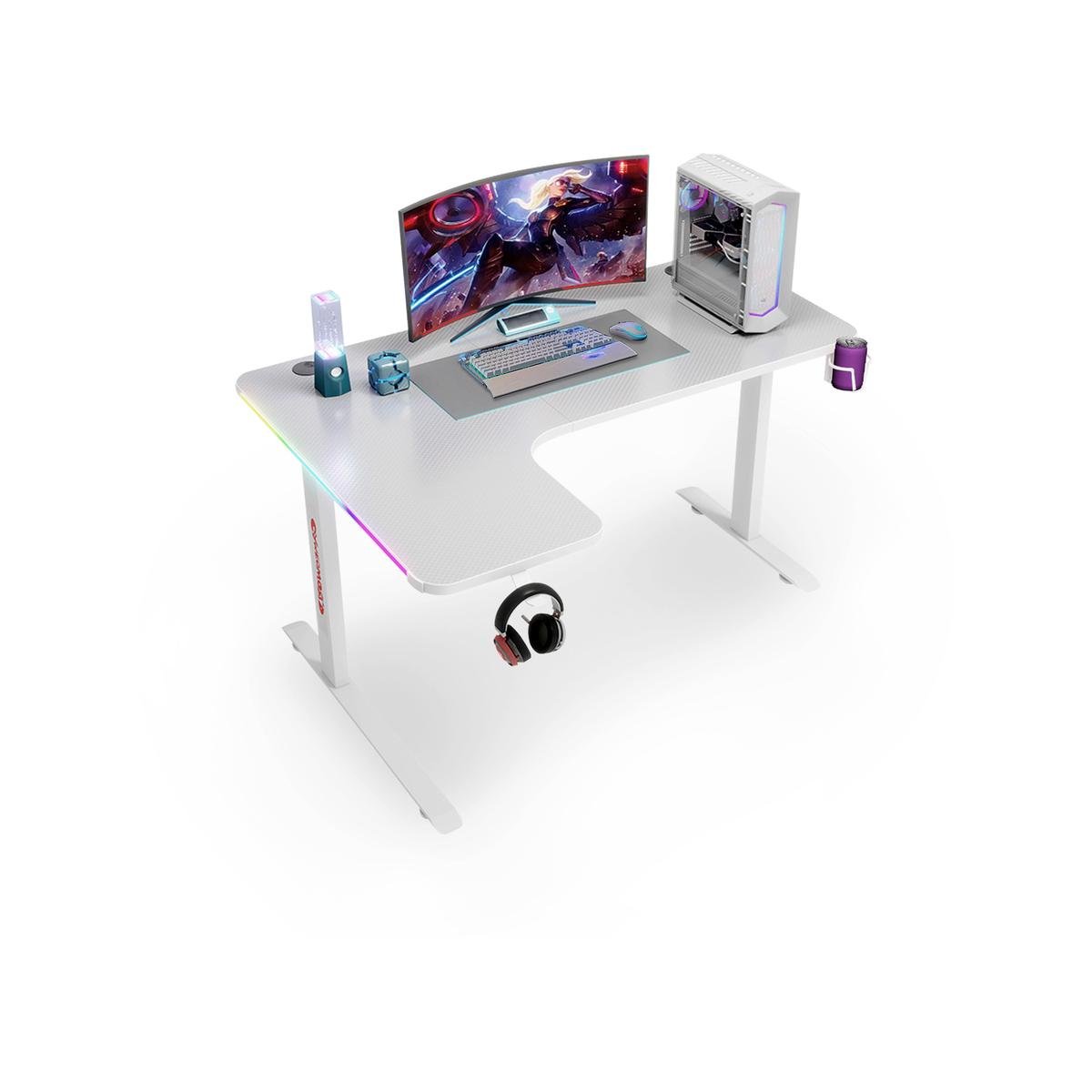 MIUZ 140cm White RGB LED Gaming Desk Computer Home Office Desk Table Bunnings Australia