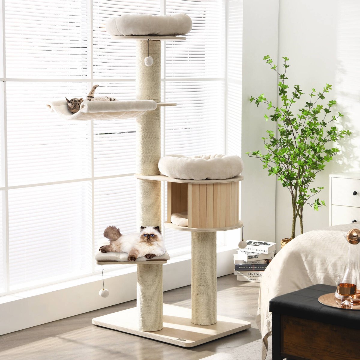 Costway 174cm Cat Tree Kitten Play Center Scratching Post Tower Condo ...