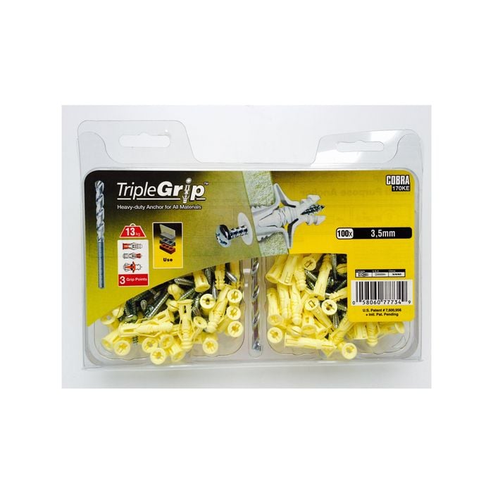 Cobra 3.5mm Anchor Triple-Grip Screws/Bit - 100 Pack - Bunnings Australia
