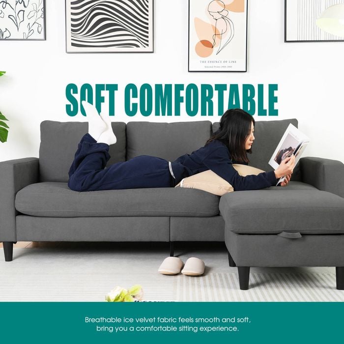 Advwin 3 Seater Sofa Lounge Chaise Modular Corner Futon Couch Storage ...