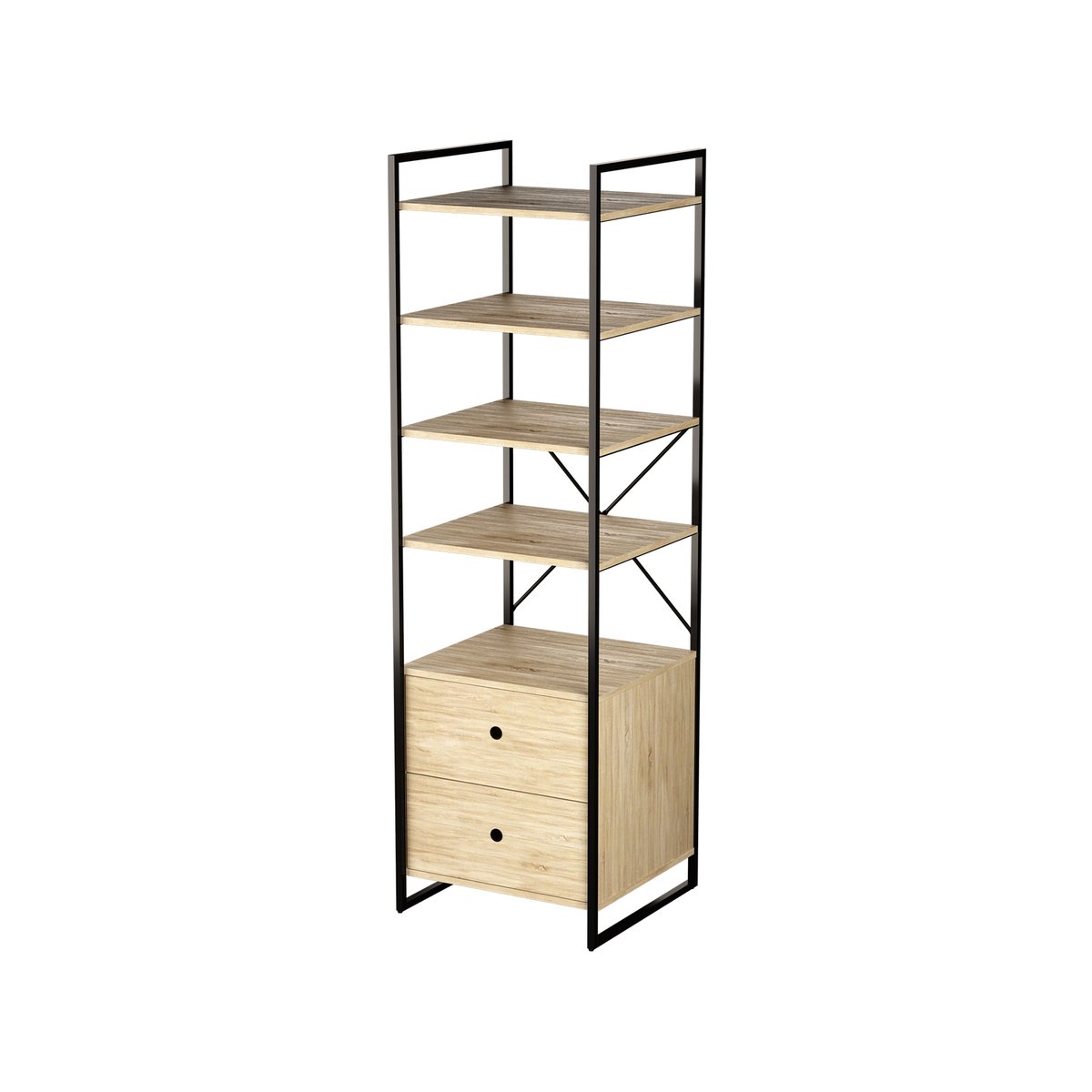 Flexi Storage Studio Oak / Black Freestanding 2 Drawer And 4 Shelf Unit ...