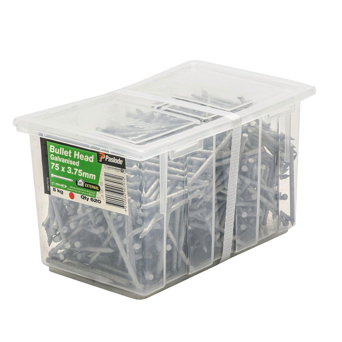 Paslode 75 x 3.75mm 5kg Galvanised Bullet Head Nails - 620 Pack ...