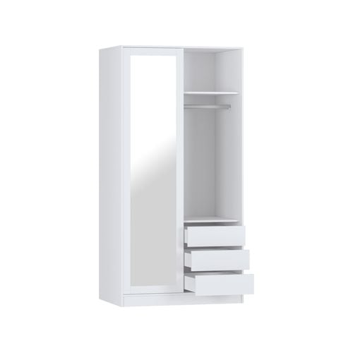 Practa White 2 Door Mirror Sliding Robe - White - Bunnings Australia