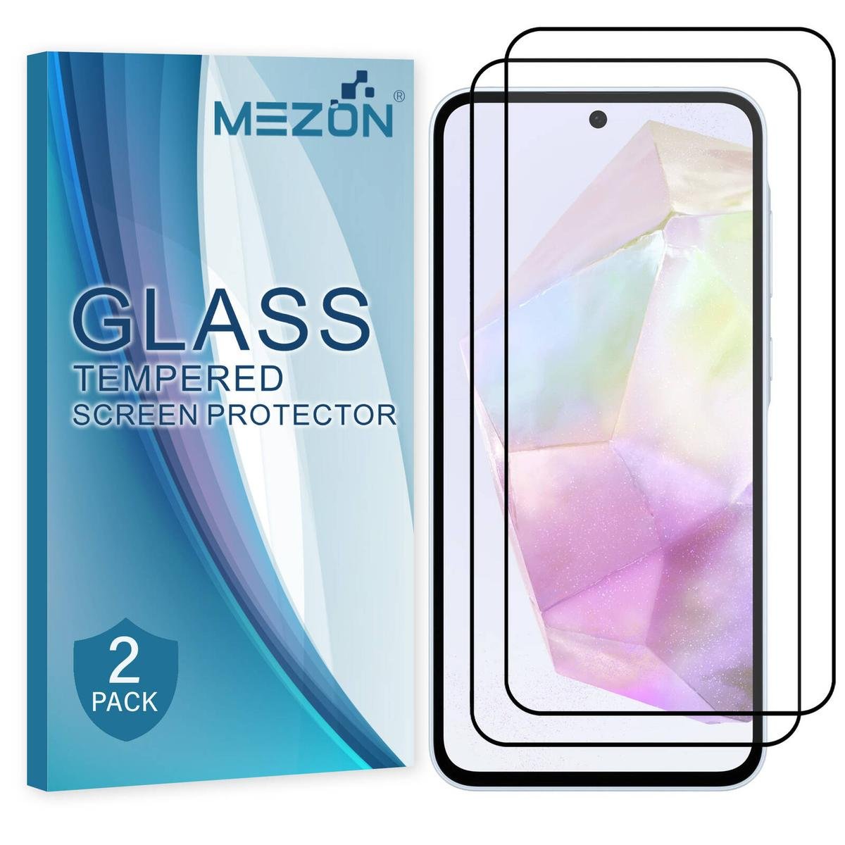 2 Pack MEZON Samsung Galaxy A55 5G Full Cover Tempered Glass Screen ...