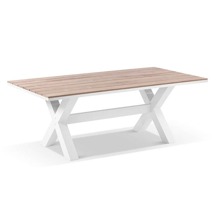 Kansas 2m Outdoor Teak Timber and Aluminium Rectangle Dining Table 2m ...
