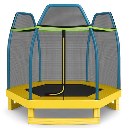 Costway 7FT Trampoline Kids Trampolines w/Spring Mat security Enclosure ...
