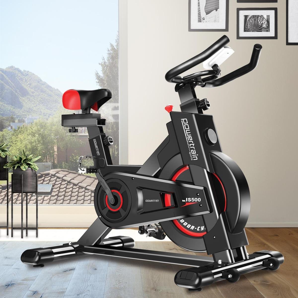 PowerTrain Black IS500 Heavy Flywheel Exercise Spin Bike - Bunnings ...