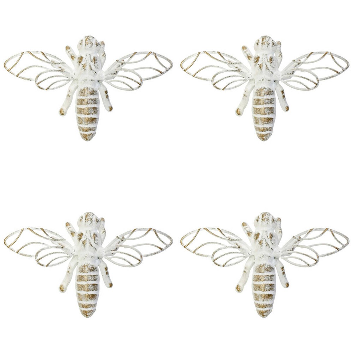 4PK LVD Metal Bee Sculpture Home Decor 13x7cm - White/Gold - Bunnings ...