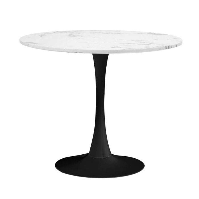 Oikiture 90cm Dining Table Round Metal White&Black - Bunnings Australia