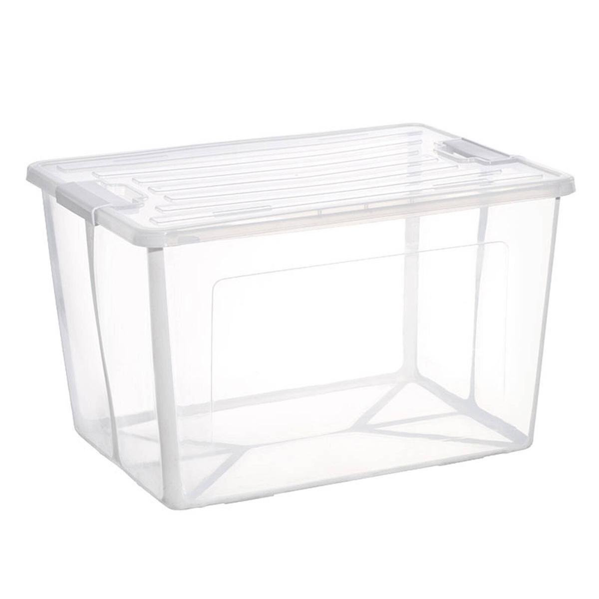 37 Litre Modular Clear Foldable Storage Box with Lid Plastic Tub ...