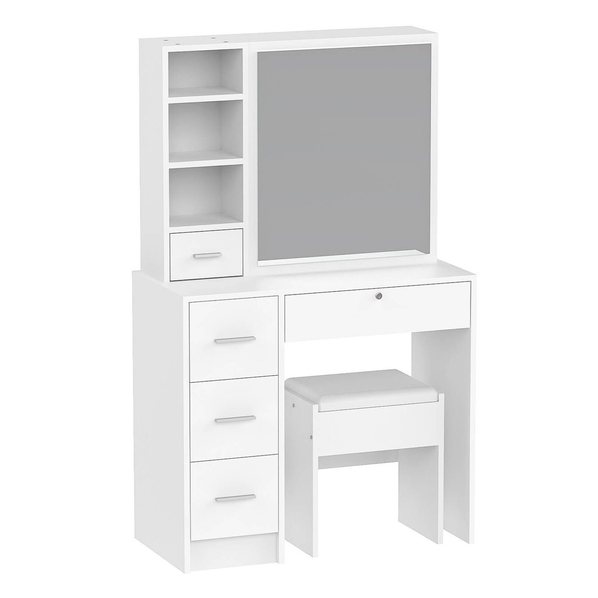 Advwin Dressing Table Set with Slide Mirror and Stool Vanity Desk Hiden ...