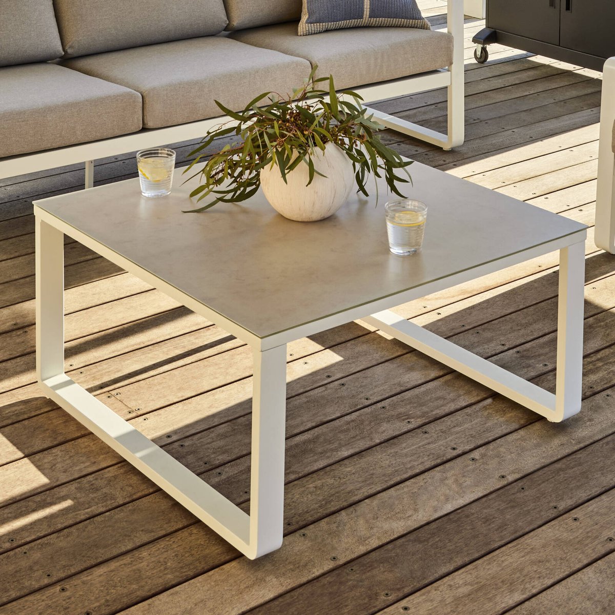 Mimosa Cordoba Aluminium Square Coffee Table White - Bunnings Australia