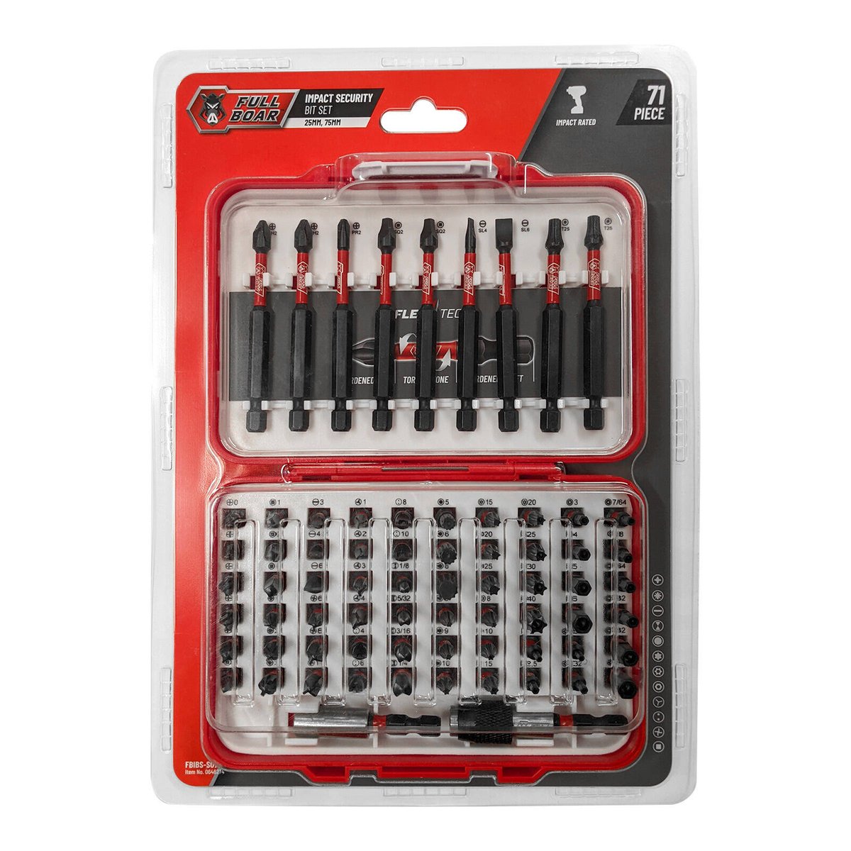 Full Boar 71 Piece Impact Security Torsion Bit Set FBIBS-S071 ...
