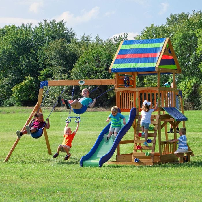 Backyard Discovery Nortbrook Cedar Wood Play Centre Swing Set with ...