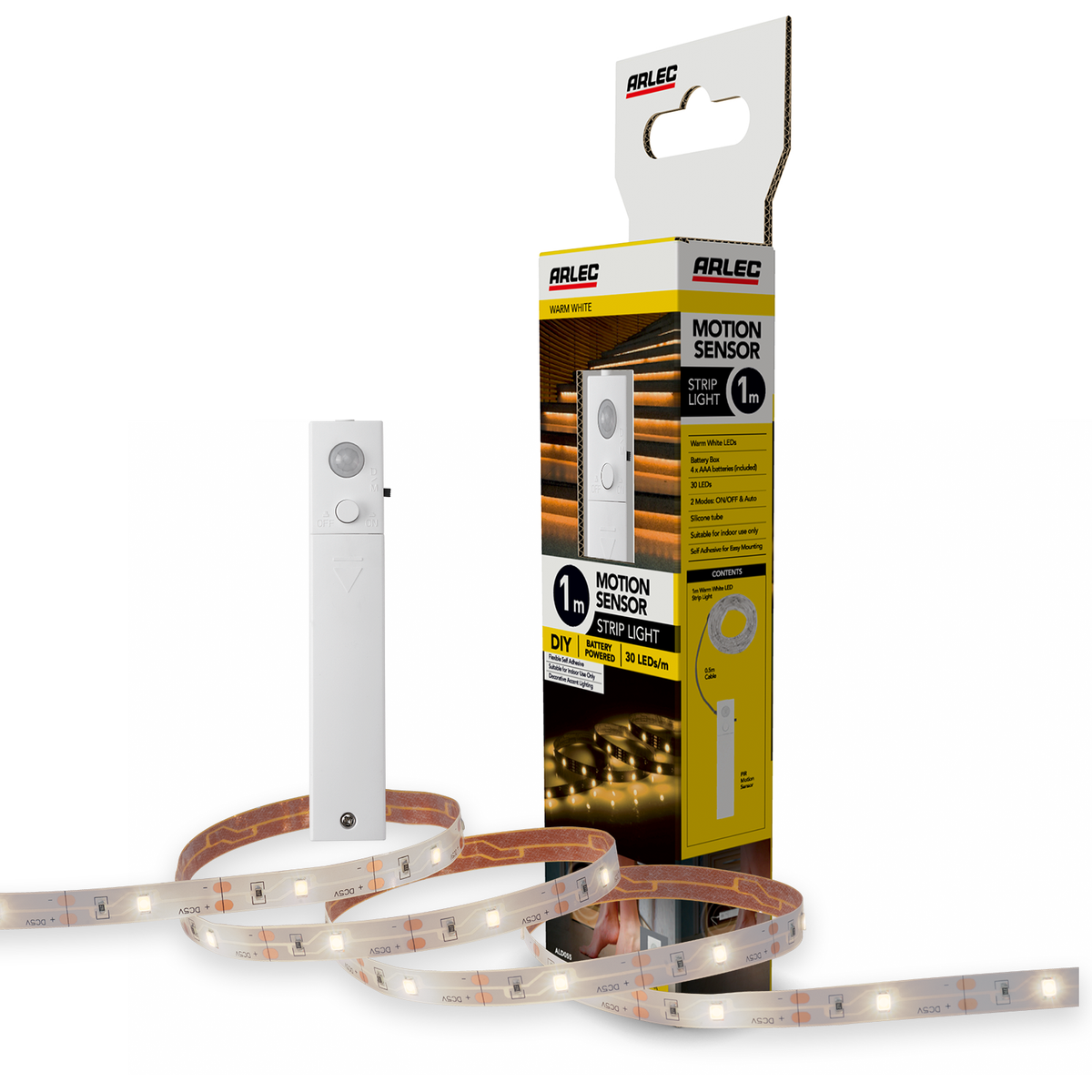 Arlec 1m Warm White LED Battery Sensor Strip Light - Bunnings Australia