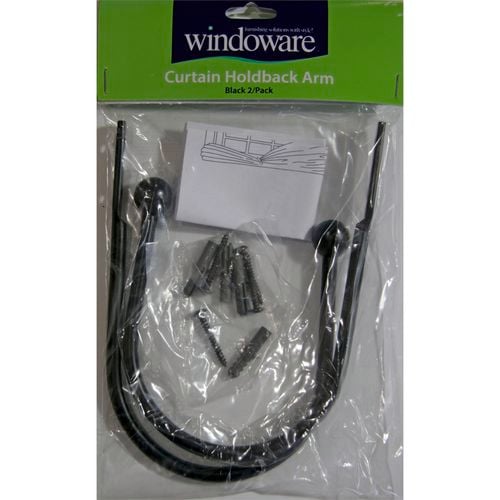 Windoware Black Curtain Holdback Arm - 2 Pack - Bunnings New Zealand