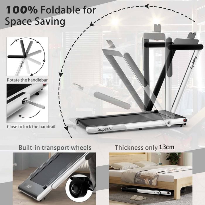 Costway 2 in 1 Electric Treadmill Folding Incline Running Machine w/LED ...