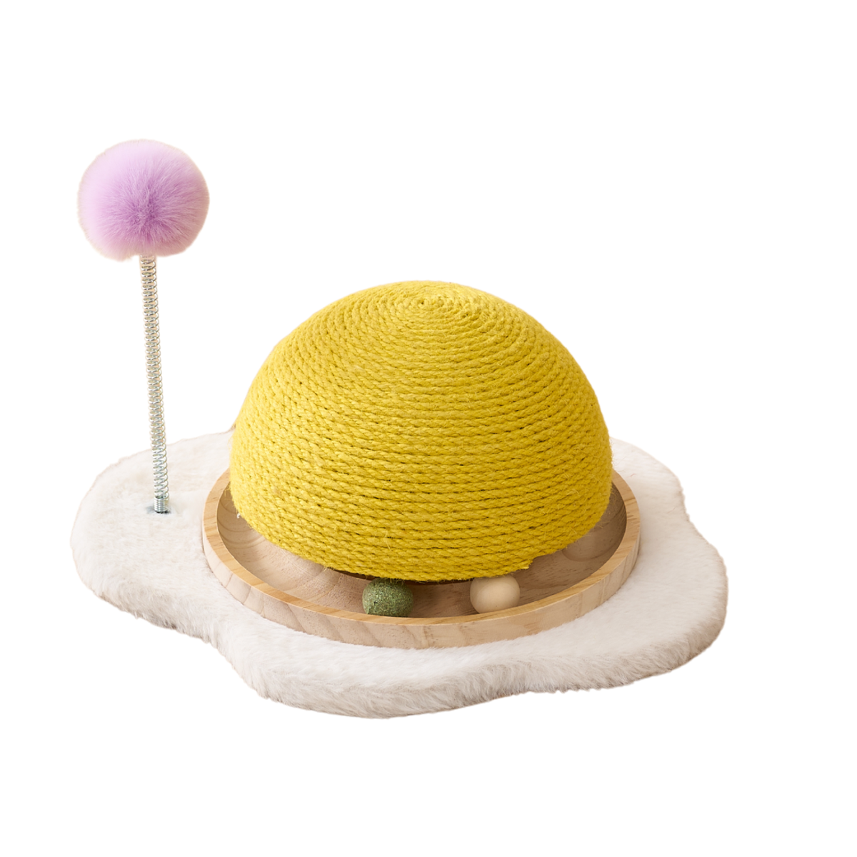 Egg Yolk Sisal Cat Scratcher with Track & Pom-Pom Toy - Bunnings Australia