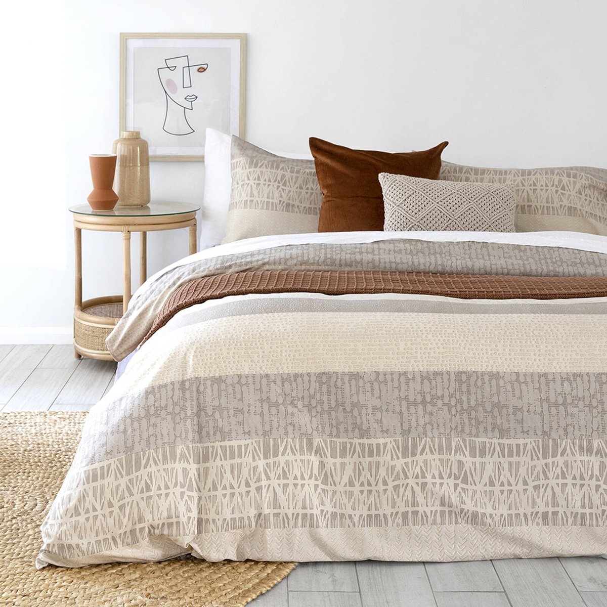 Bambury King Single Bed Darlington Sand Quilt Cover Set Woven Home ...