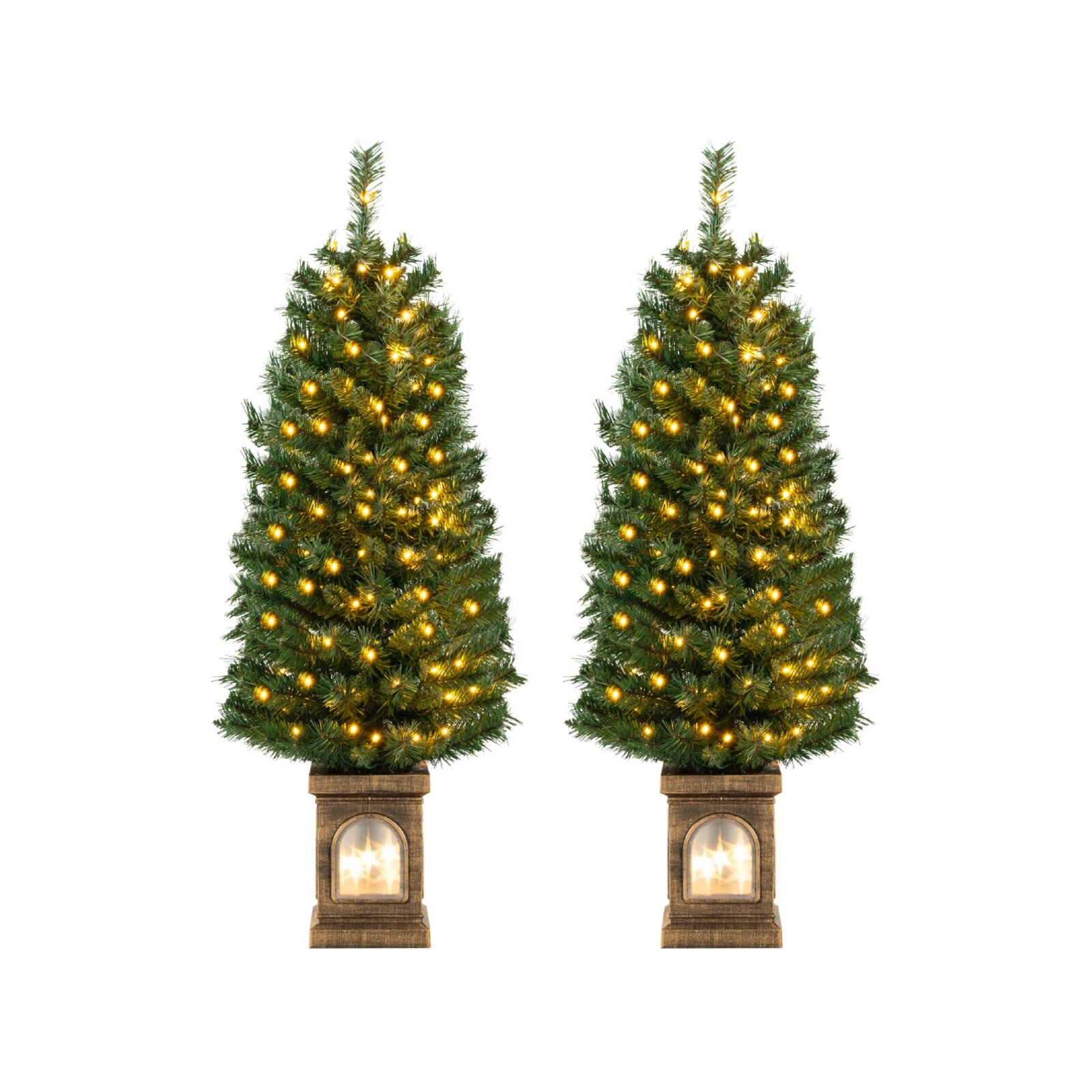 Costway 2x Christmas Tree Tabletop Artificial Potted Xmas Tree w Remote Control LED Lights Home Bunnings Australia